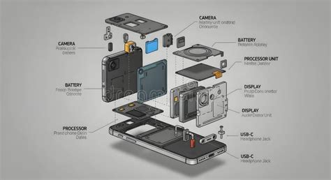 Exploded View Of A Modern Computer Hardware Assembly Showcasing Stock