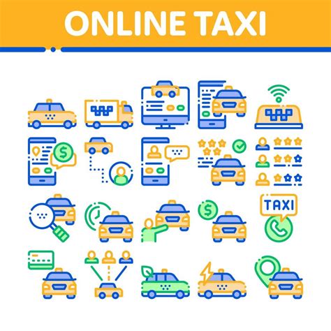 Online Taxi Collection Elements Icons Set Vector 17419448 Vector Art At Vecteezy