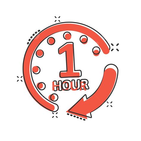 Comicstyle Timer Icon With 1 Hour Countdown Work Sign Design Vector