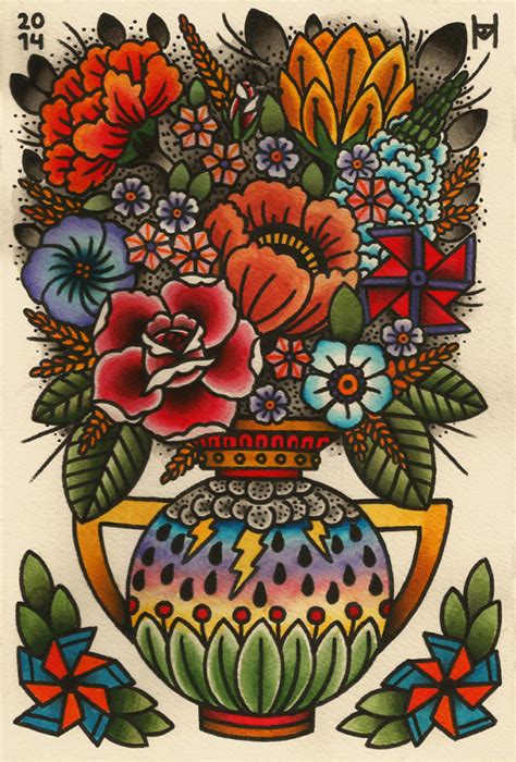 Flower Vase Ink Trails Tattoo Forum Traditional Tattoo Flowers