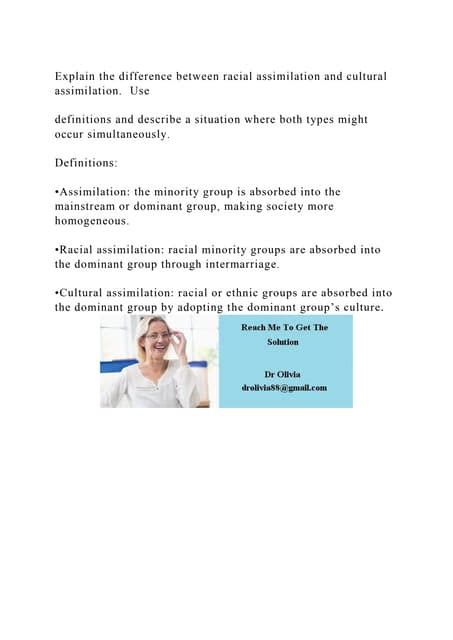 Explain The Difference Between Racial Assimilation And Cultural Assidocx