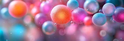 Abstract Microscopic View Of Colorful Spheres On A Gradient Background