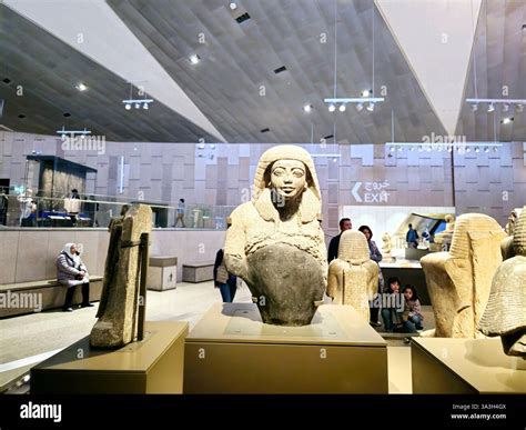Giza Egypt February 22 2025 Ancient Statue Collection In The Grand