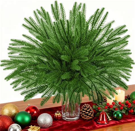 Rainflow 20pcs Christmas Norfolk Pine Branches 137 Inch
