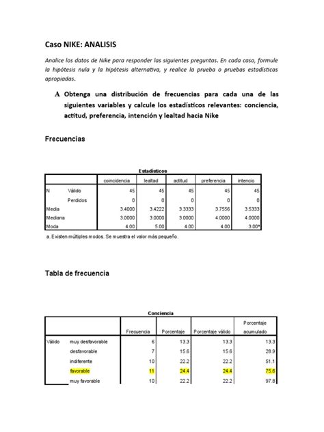 Análisis Estadístico De Variables Relacionadas Con La Marca Nike Pdf Estadísticas Método
