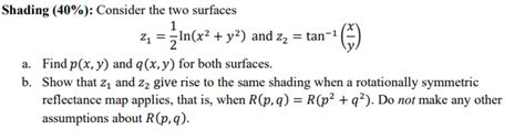 solved shading 40 consider the two surfaces