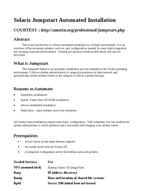 Solaris Jumpstart Automated Installation Pdf File System Booting