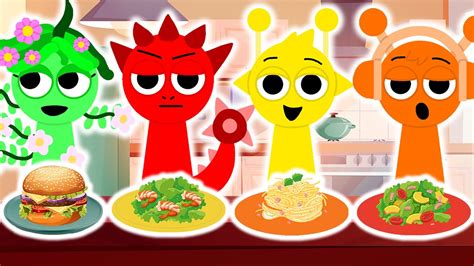 Choose Food For Green Yellow Orange Red Funny Sprunki Incredibox