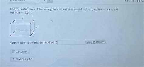 Solved Find The Surface Area Of The Rectangular Solid With Chegg