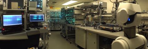 Advanced Robot Technology in a Futuristic Laboratory with Multiple Screens and High-tech ...