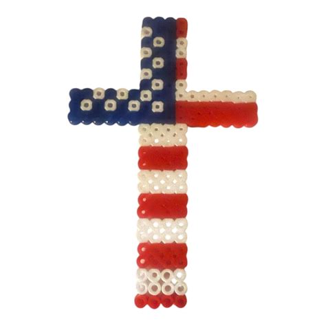 Handmade American Flag Cross Perler Bead Patriotic Decor Etsy