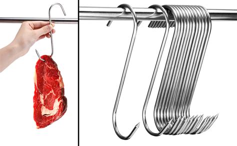 12 Pcs Stainless Steel Meat Hooks 8 Inch S Shaped For