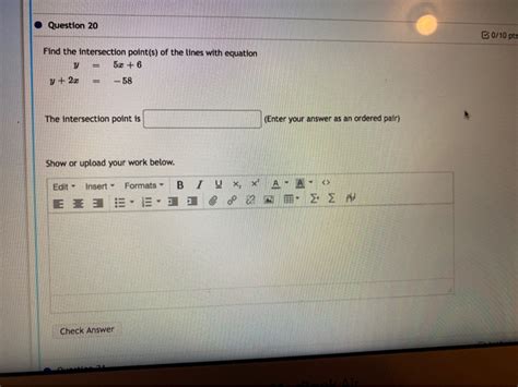 Solved Question 20 010 Pts Find The Intersection Points