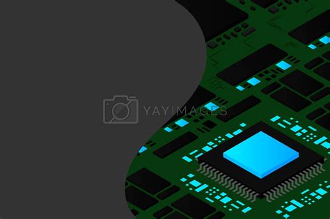 Artificial Intelligence Micro Chip Illustration Quantum Computing Pc Mainboard Illustration