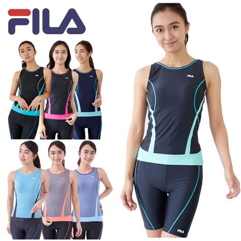 Fila フィラ レディース フィットネス 水着 ウェア 2点セット めくれ防止 311201 311 201 セパレート 体型カバー パット