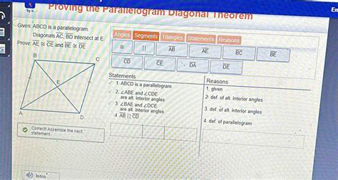 solved en try it proving the parallelogram diagonal theorem given