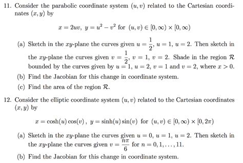 Solved Consider The Parabolic Coordinate System U V