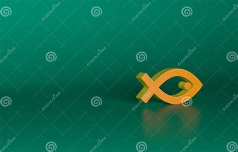 Orange Christian Fish Symbol Icon Isolated On Green Background Jesus