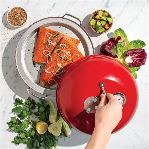 Red Kettle Smoker For Stovetop And Outdoor Cooking Nordic Ware