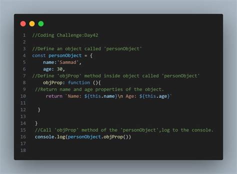 in this code we defined an object called personobject with name