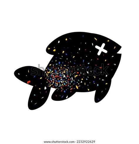 Multicolored Pieces Microplastic Fish Vector Illustration Stock Vector