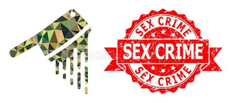 Grunge Sex Crime Seal And Blood Butchery Knife Polygonal Mocaic