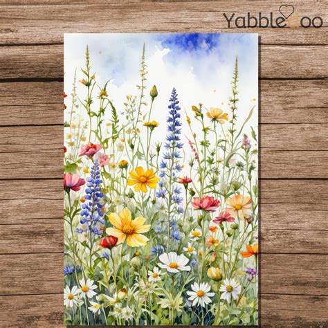 Watercolor Wildflowers Canvas Poster Floral Wall Art Botanical Print