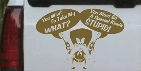 Yosemite Sam 2nd Amendment Car Truck Window Decal Sticker Gold 6x87