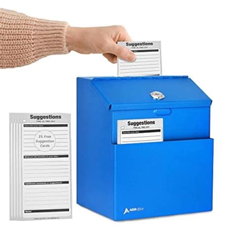 Adir Suggestion Box With Slot And Lock With 25 Comment Cards Want It All