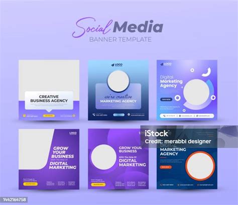 비즈니스 소셜 미디어 배너 편집 가능한 최소 사각형 배너 템플릿의 집합입니다 소셜 미디어 게시물 및 웹 인터넷 광고에 적합합니다 벡터 일러스트레이터 가상현실에 대한 스톡