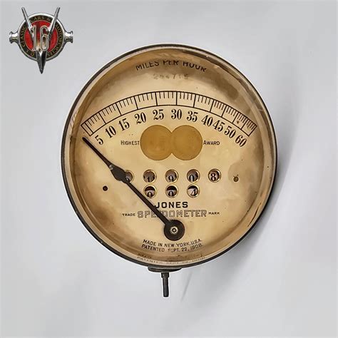 Antique 1908 Jones Brass Dashmount Speedometer With Bracket