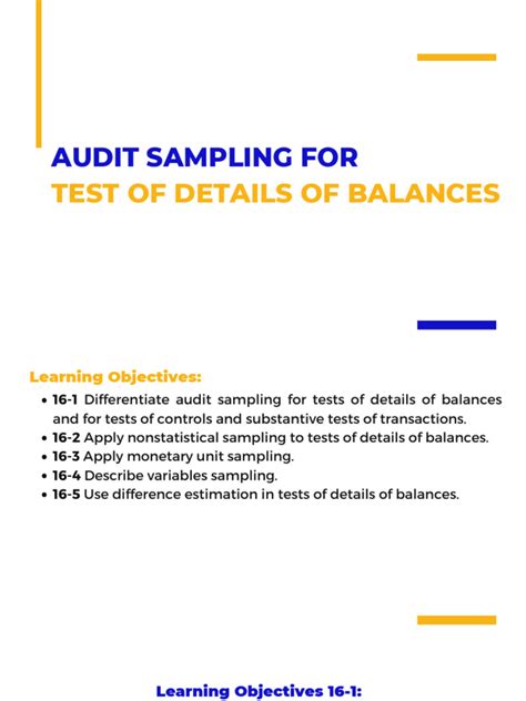 Audit Sampling Test Of Details Of Balance Pdf Audit Sampling