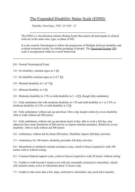 The Expanded Disability Status Scale Edss
