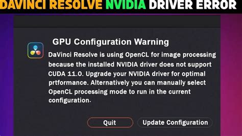 How To Fix Gpu Configuration Warning On Davinci Resolve 18 One Click