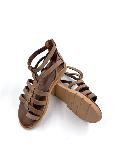 Womens Greek Gladiator Sandals Brown Gladiator Leather Sandals For