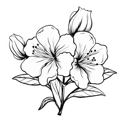 Premium Photo Monochrome Black Azalea Flower Drawing In Tropical