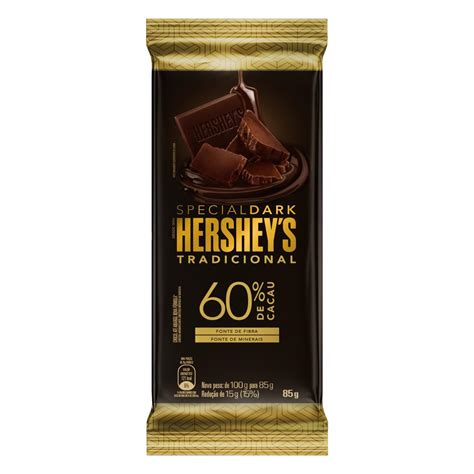 Chocolate Em Barra Amargo 60 Cacau Hersheys Special Dark 85g Big