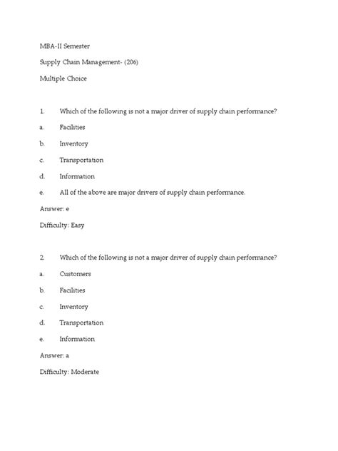 Scm Mcqs Pdf Supply Chain Warehouse