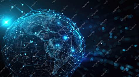 Digital World Map With Glowing Network Connections Premium Ai Generated Image
