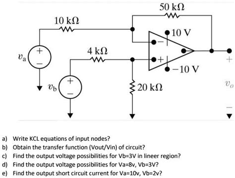 solved a write kcl equations of input nodes b obtain the transfer