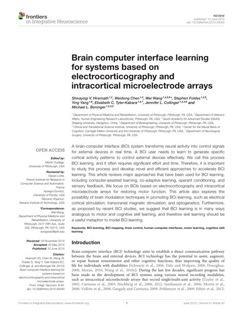 Pdf Brain Computer Interface Learning For Systems Based On