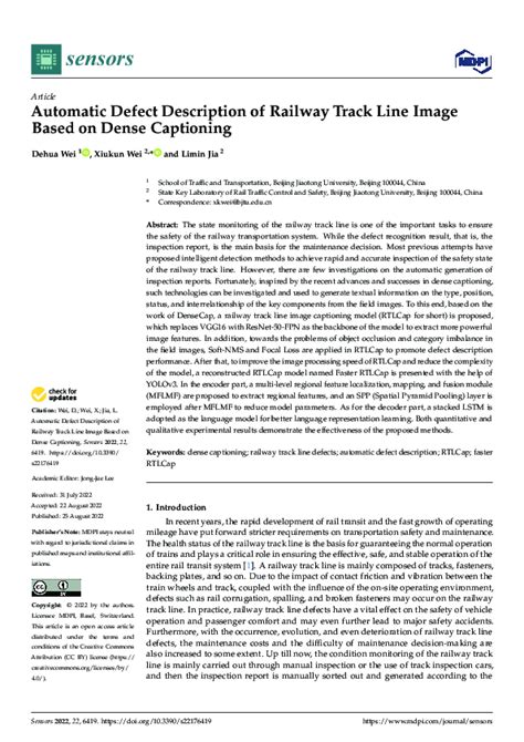 Pdf Automatic Defect Description Of Railway Track Line Image Based On Dense Captioning