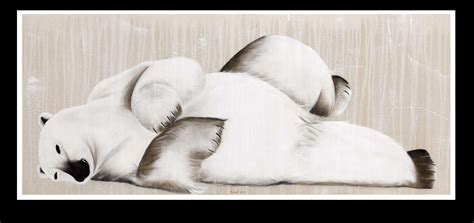 Thierry Bisch 1953 Lying Bear Mixed Media On Canvas Biron