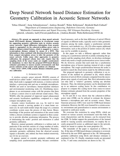 Pdf Deep Neural Network Based Distance Estimation For Geometry Calibration In Acoustic Sensor