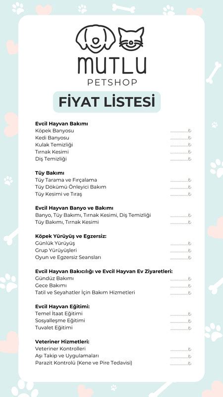 Ücretsiz Ve Yazdırılabilir Fiyat Listesi Şablonları Canva