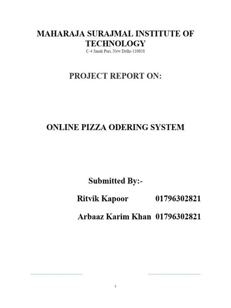 Online Pizza Odering System Proposal Pdf