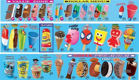 Ice Cream Truck Menu 90s