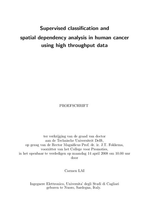 Supervised Classification And Spatial Dependency Analysis In Human