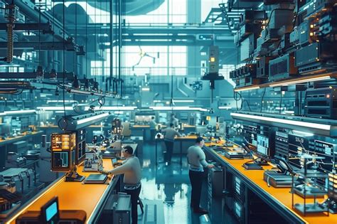 Premium Photo Workers Assembling Electronic Devices On A Product