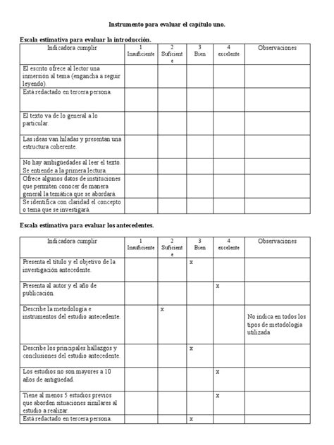 Escala Estimativa Para Evaluar La Introducción Descargar Gratis Pdf